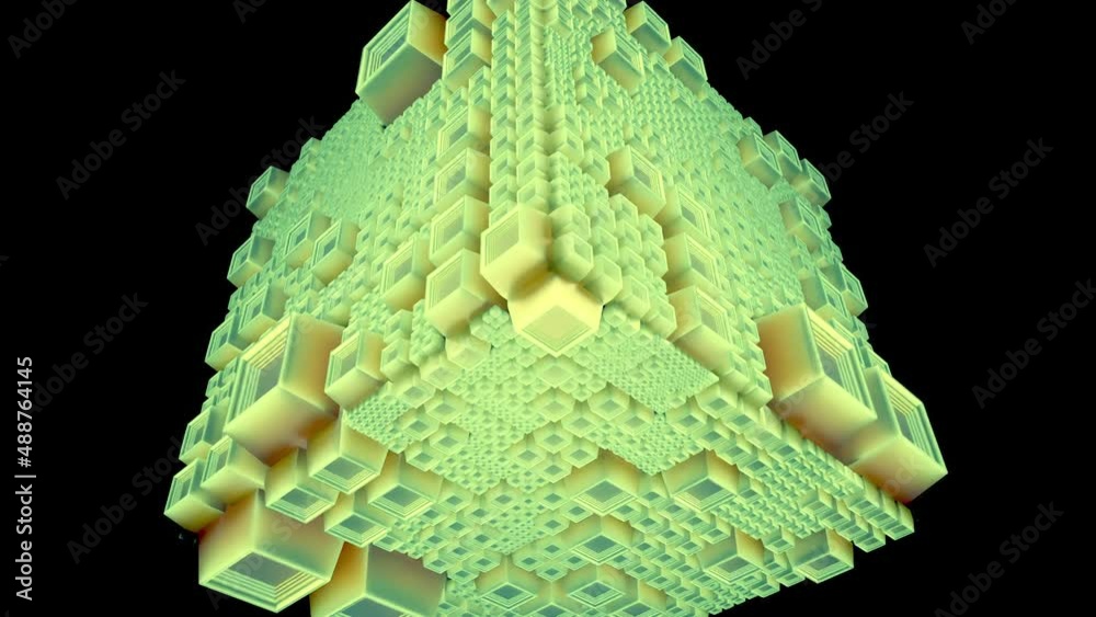 Rotating cube with futuristic texture. Design. 3D cube with bulging ...