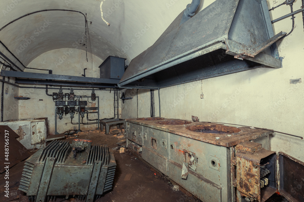 Old kitchen in a disused bunker of the Maginot line Stock Photo | Adobe ...