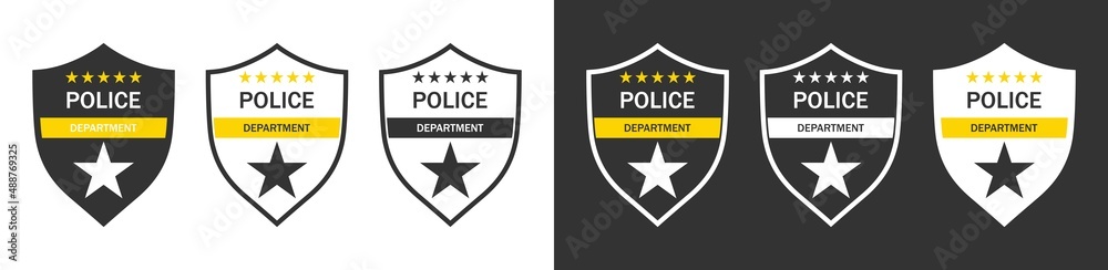 Police badge. Police department emblems isolated on white and black ...