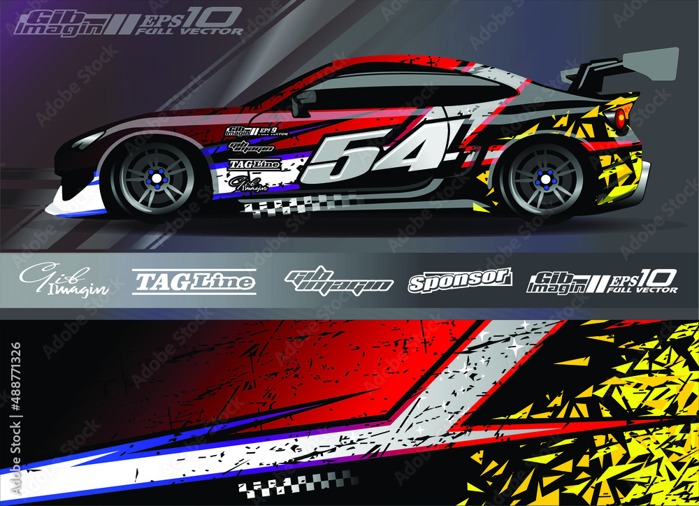 Race car wrap decal designs. Abstract racing and sport background for ...