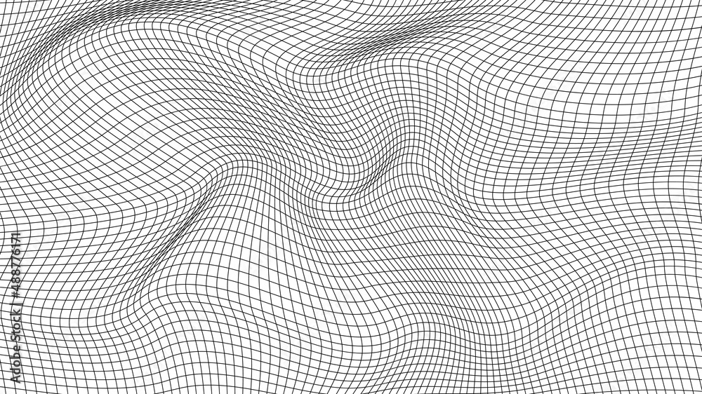Abstract wavy 3d mesh on a white background. Geometric dynamic wave. 3D ...