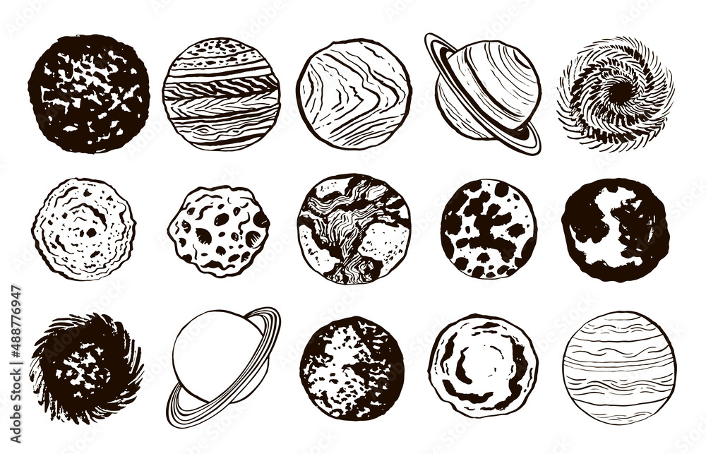 Space planets vector illustrations set Stock Vector | Adobe Stock