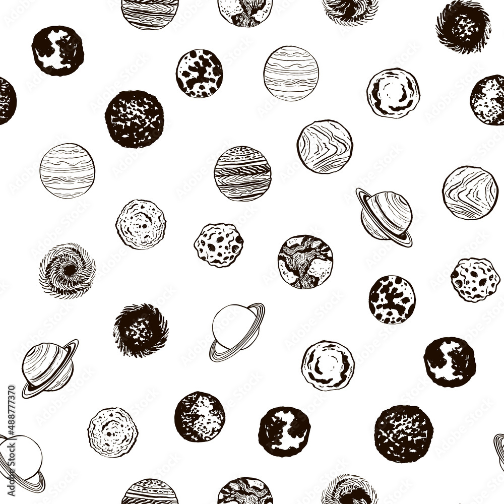 Space planets vector seamless pattern Stock Vector | Adobe Stock