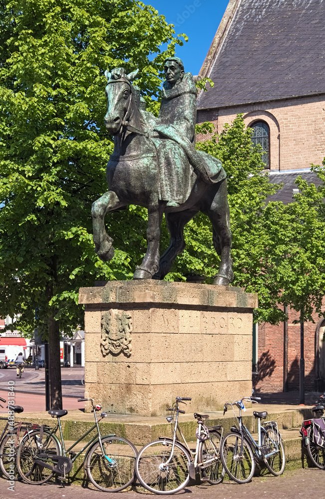 Utrecht, Netherlands. Equestrian statue of St. Willibrord, the first ...