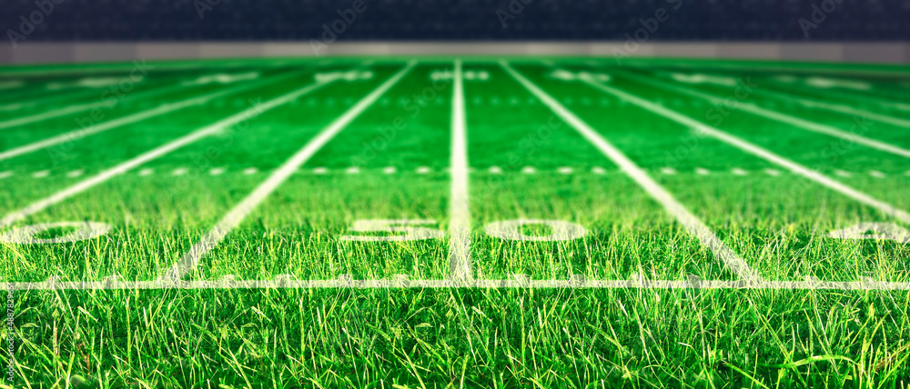 Foto de Perspective of football field. Football stadium with white ...