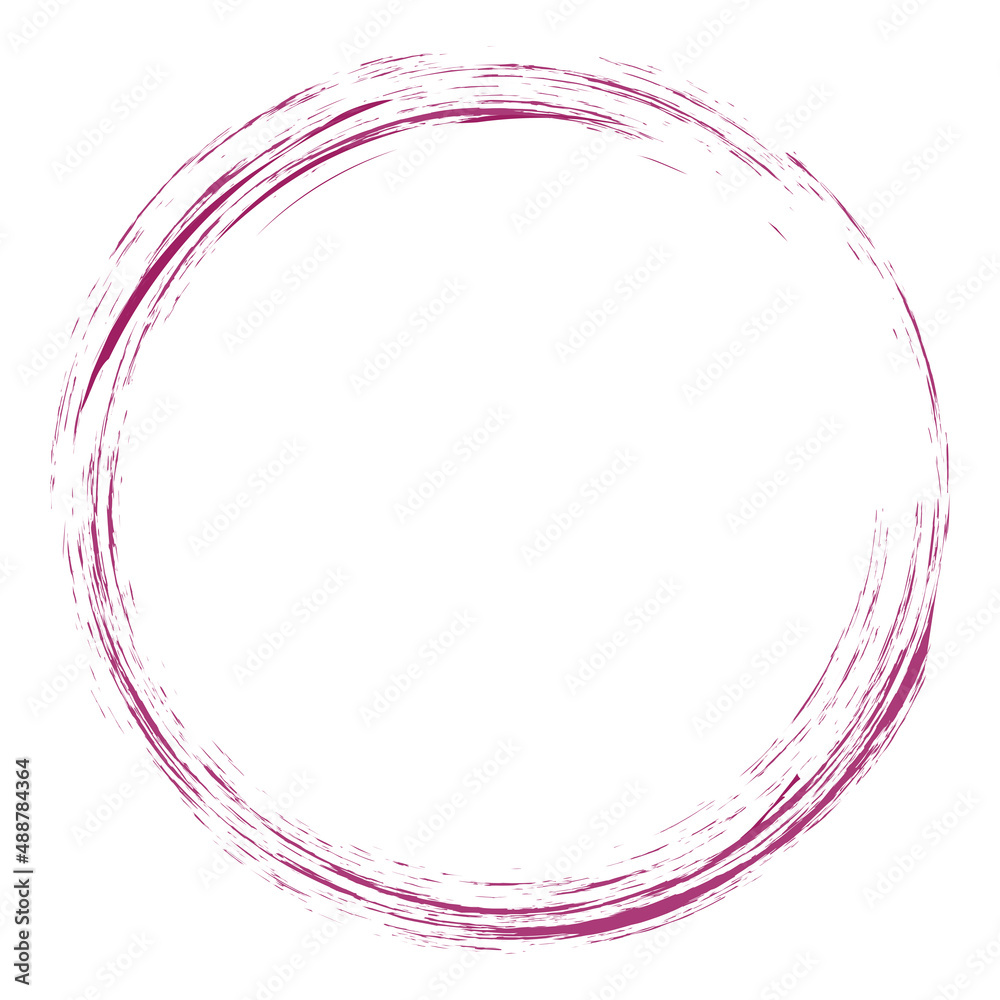 Circle brush stroke vector isolated on white background. Purple enso ...
