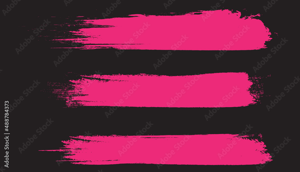 Pink brush stroke set isolated on background. Collection of trendy ...