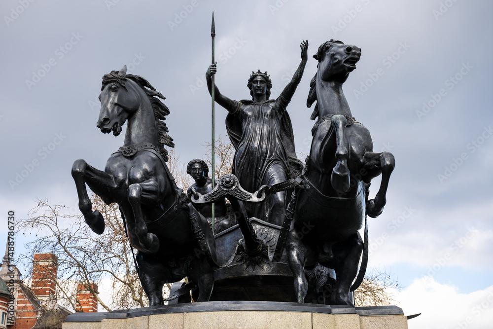 Boadicea and Her Daughters is a bronze sculpture, statue of Queen ...