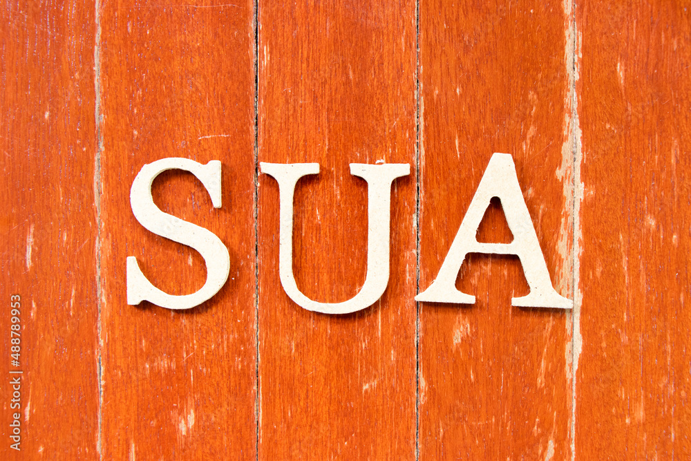 Alphabet letter in word SUA (Abbreviation of Single use account) on old ...