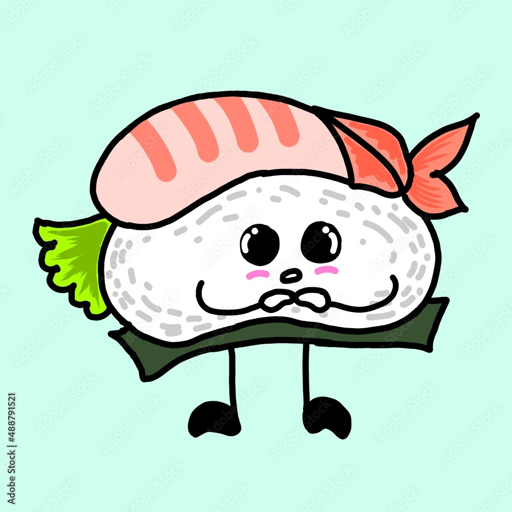 Design Sticker Cute Sushi Emoticon, PNG, HD Resolution Stock ...
