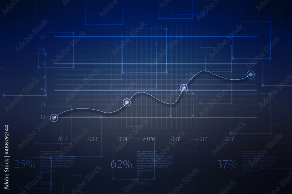 Business Growth graph on technology background, Futuristic raise arrow ...