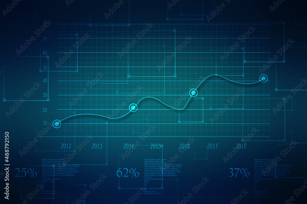 ภาพประกอบสต็อก Business Growth graph on technology background ...