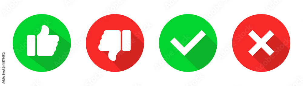 Vetor do Stock: Like and dislike button. Green checkmark tick. Red ...