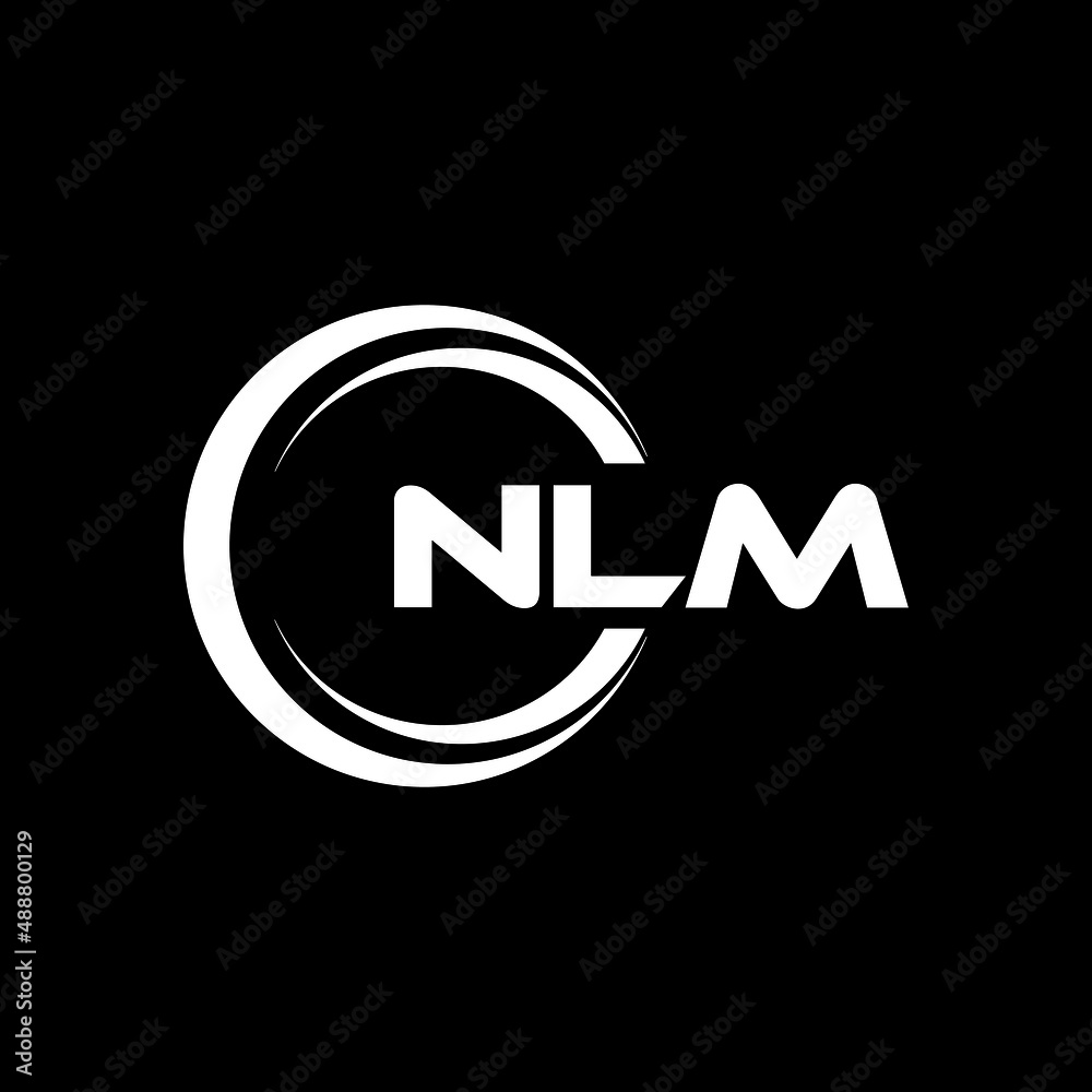 NLM letter logo design with black background in illustrator, vector ...