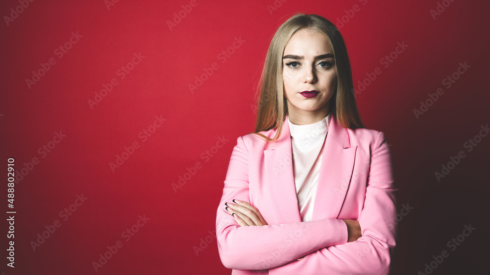 Beautiful Caucasian Woman Looking Straight at the Camera With a Serious ...