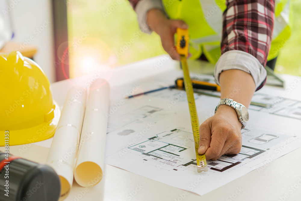 Engineers are designing houses for architectural projects. engineering ...