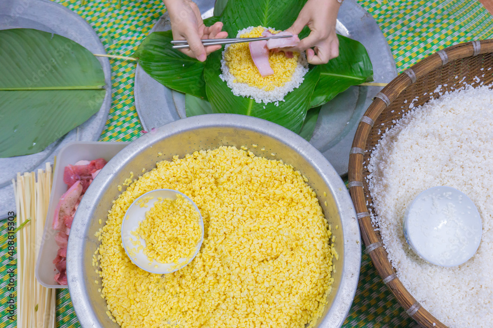 Making chung cake - A traditional food in Tet holiday- Vietnam ...