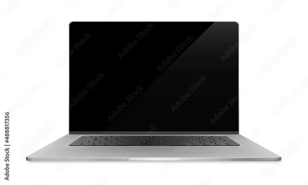 Laptop a rectangular screen for inserting images, isolated on white ...