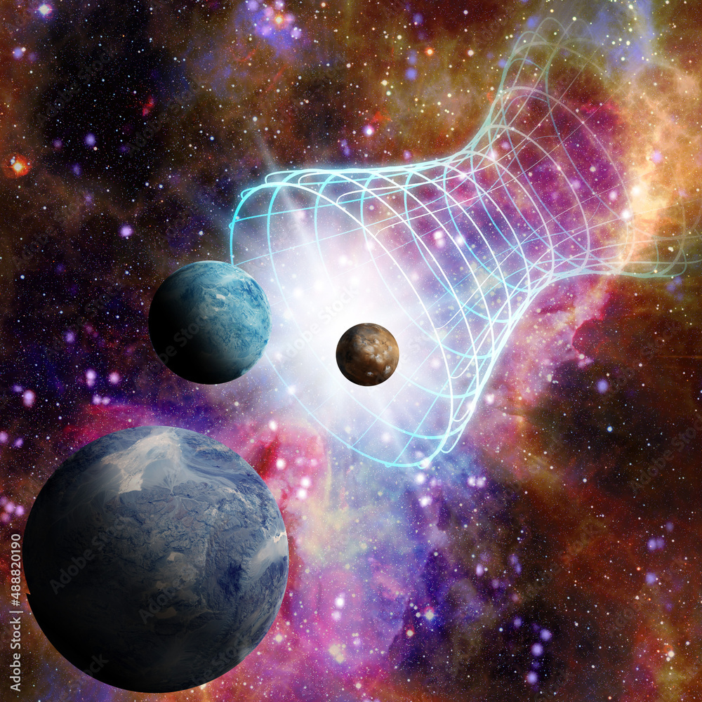 wormhole, multiverse and time travel concept illustration Stock ...
