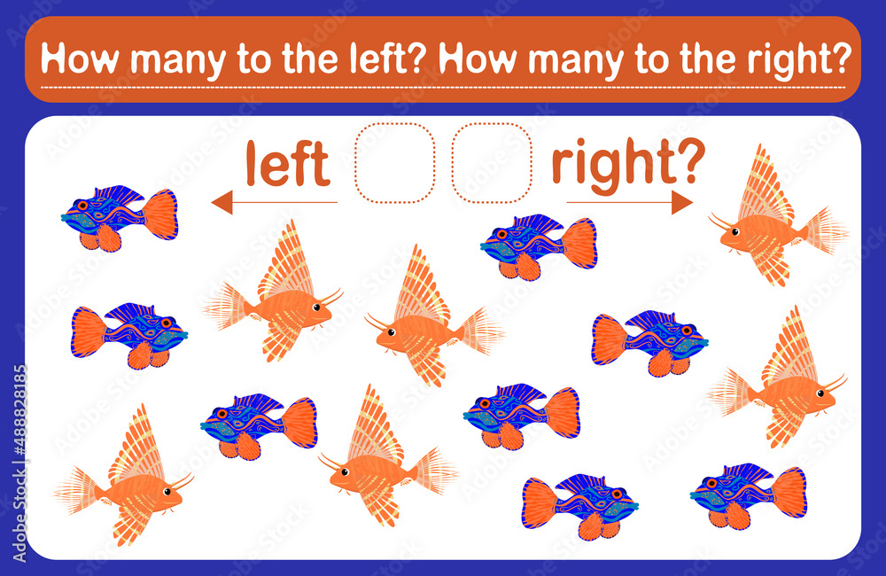 Vetor de A logic game for kids called "Left or Right". Spatial ...