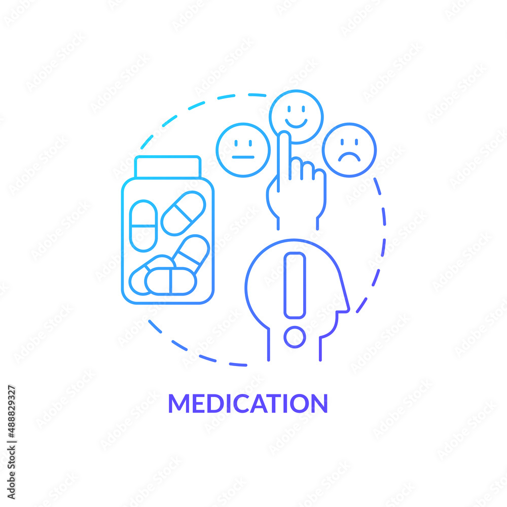 Medication blue gradient concept icon. Medication prescription. Conduct ...