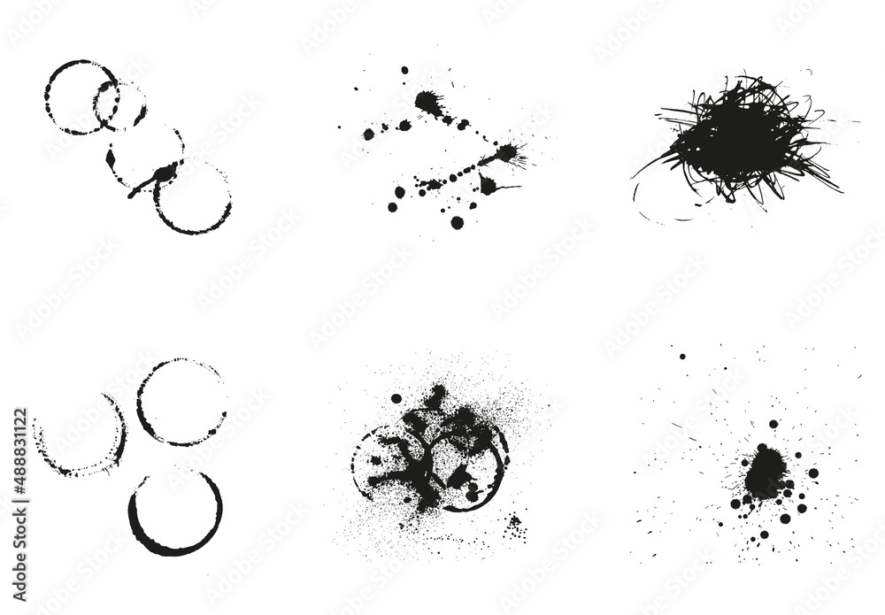 Vector Collection of Ink Doodle Spatters and Drops Stock Template ...