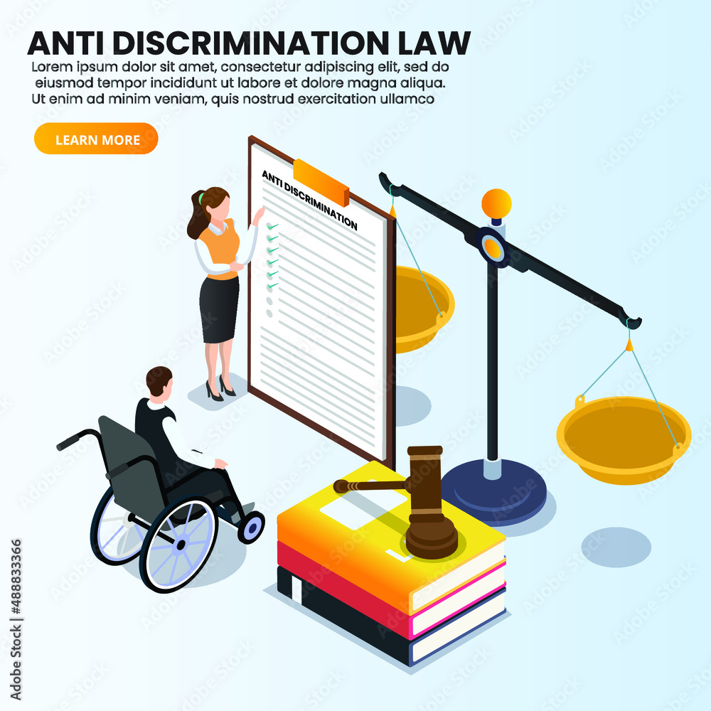 Anti discrimination law isometric 3d vector concept for banner, website ...