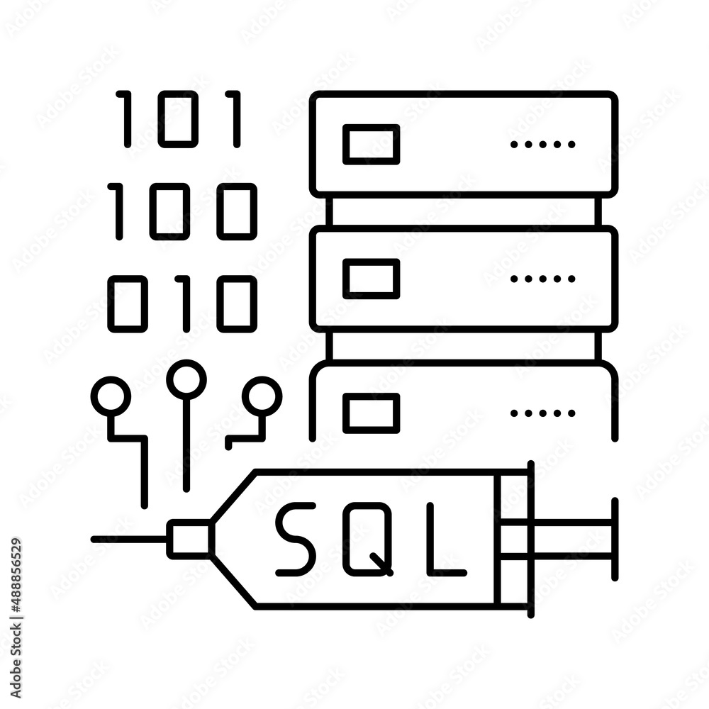 sql injections line icon vector illustration Stock Vector | Adobe Stock