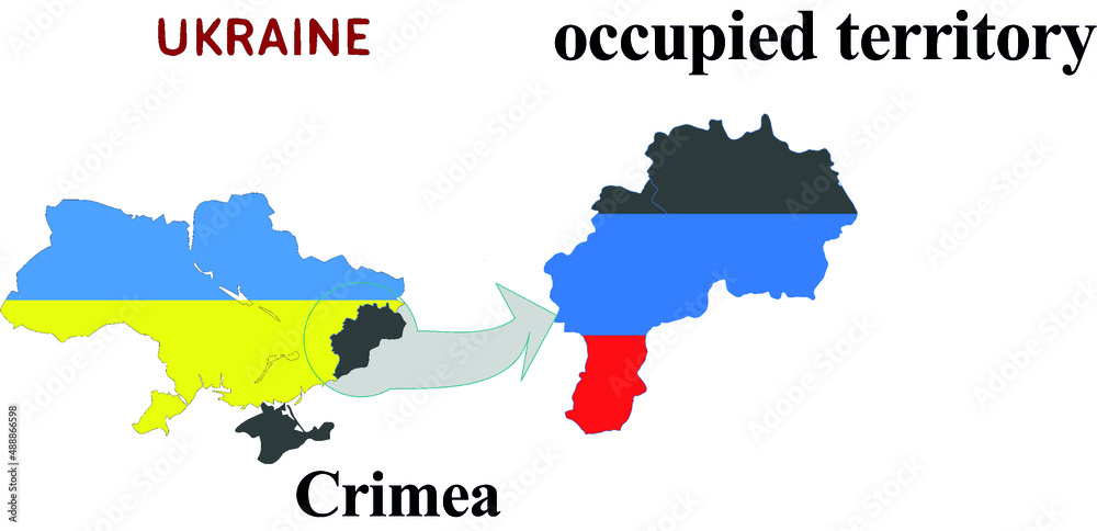 Map with regions, territories of Ukraine occupied by Russia Stock ...