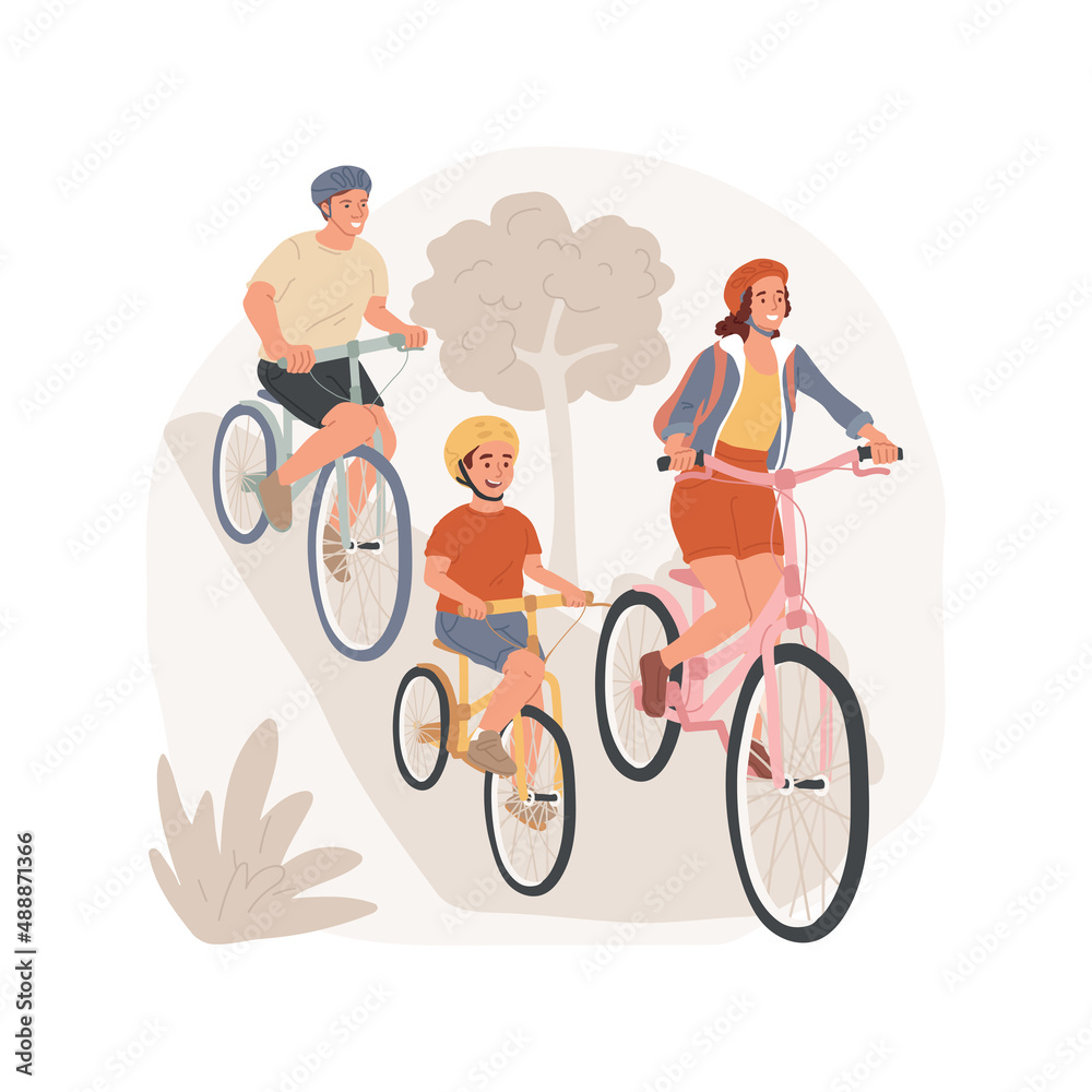 Family cycling isolated cartoon vector illustration Family travel ...