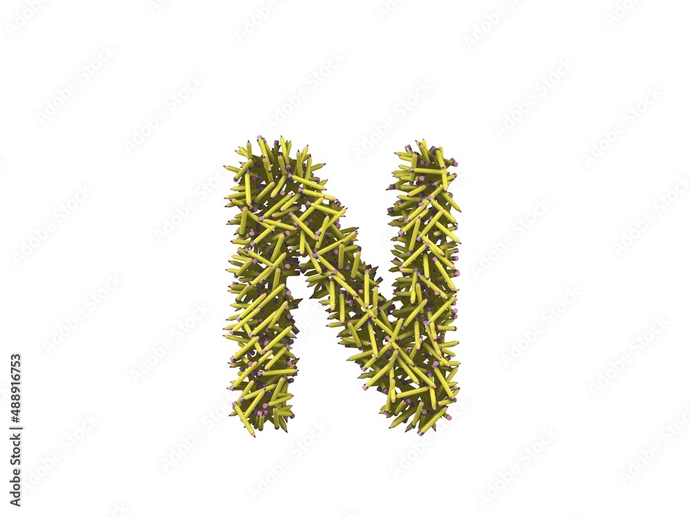 Pencil Themed Font Letter N Stock Illustration | Adobe Stock