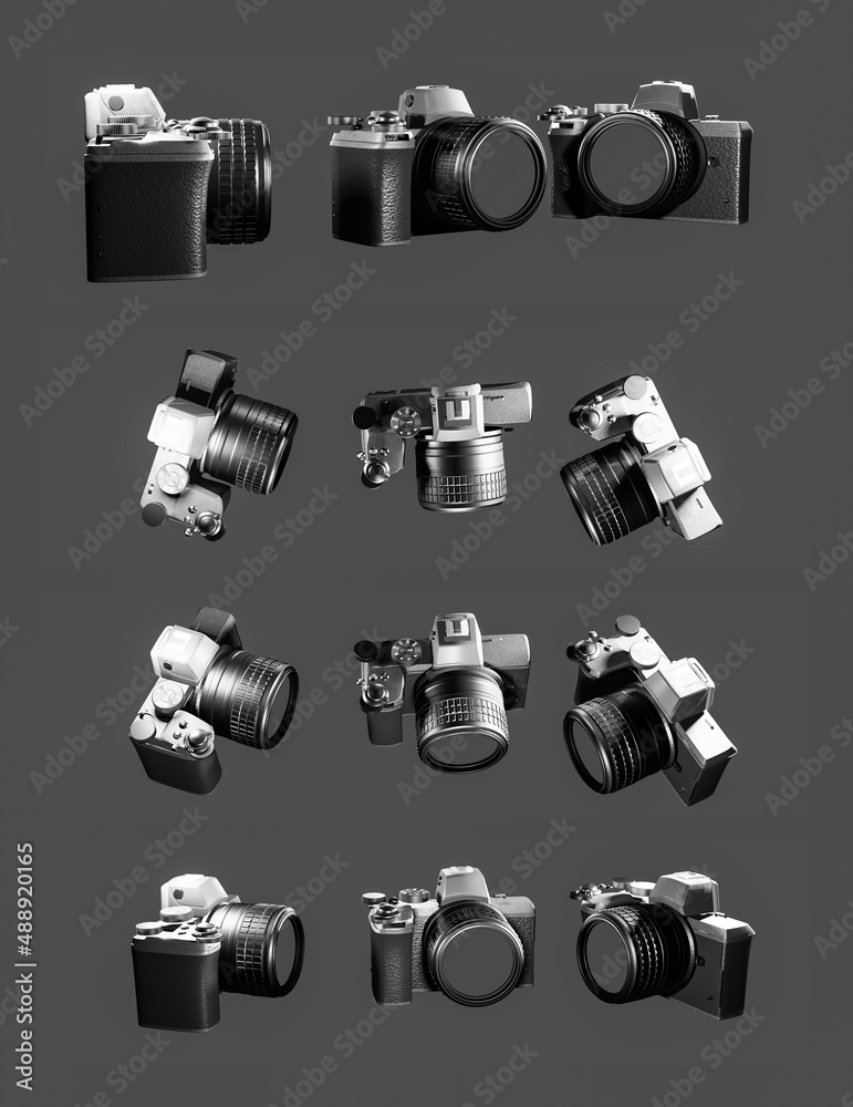 Set of 3d Photography Camera rendred for different angles for vfx ...