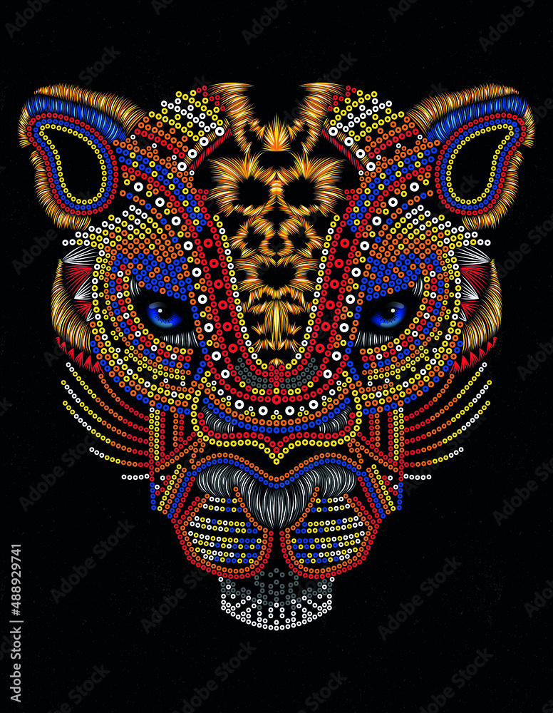 aztec jaguar art huichol Stock Vector | Adobe Stock