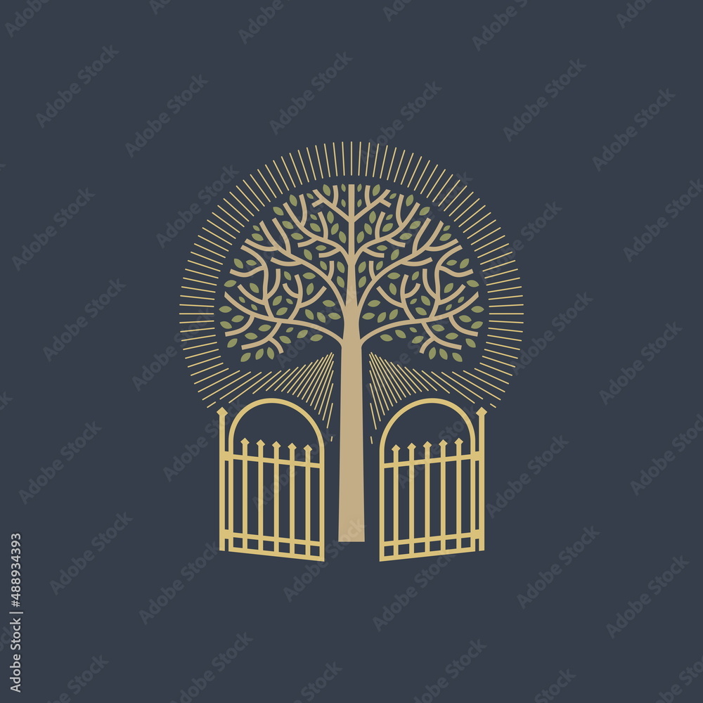 The Tree of Eternal Life in Paradise. Heaven after the resurrection ...