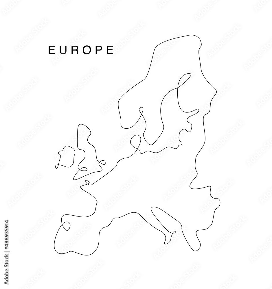 line art europa map. continuous line EU map. vector illustration ...