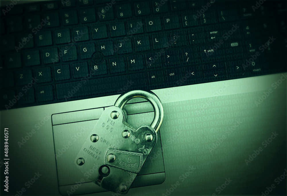 Green Hacking Concept Background with Vintage Lock and Keyboard of ...