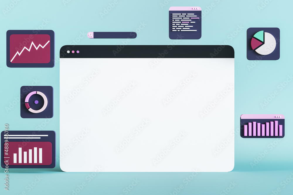 Abstract empty web browser page with mock up place on light backdrop ...