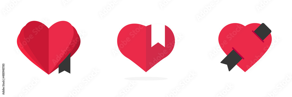 Book as heart love reading logo vector icon or bookstore and knowledge ...