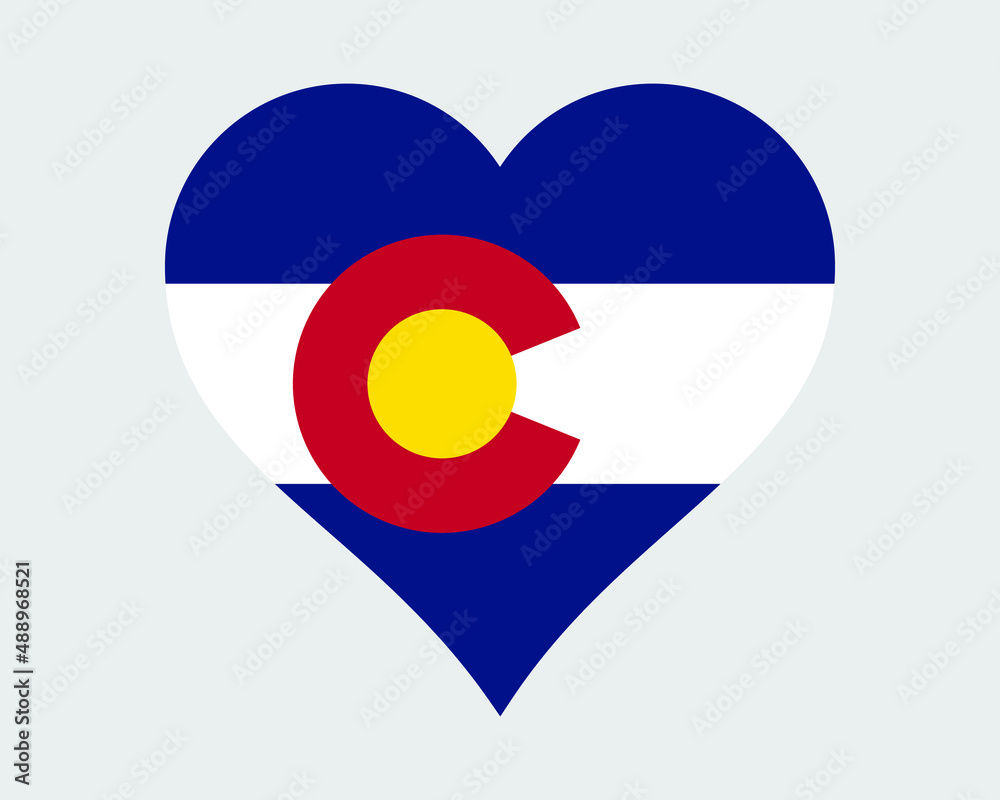 Colorado USA Heart Flag. CO US Love Shape State Flag. Colorado United ...