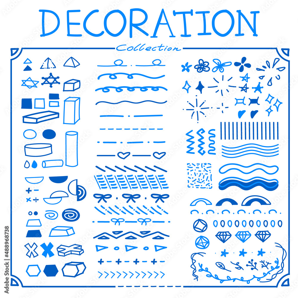 Hand drawn geometric shape and line art collection Stock Vector | Adobe ...