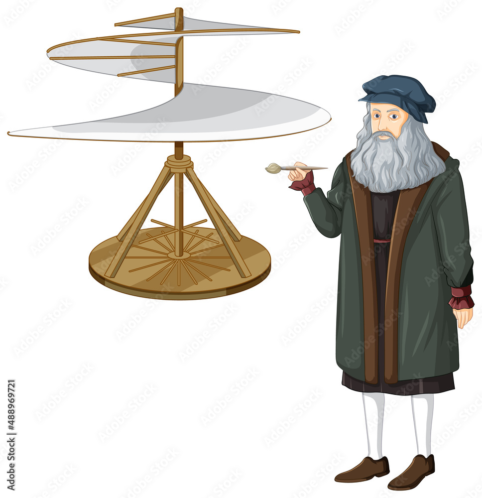 Leonardo da Vinci cartoon character Stock Vector | Adobe Stock
