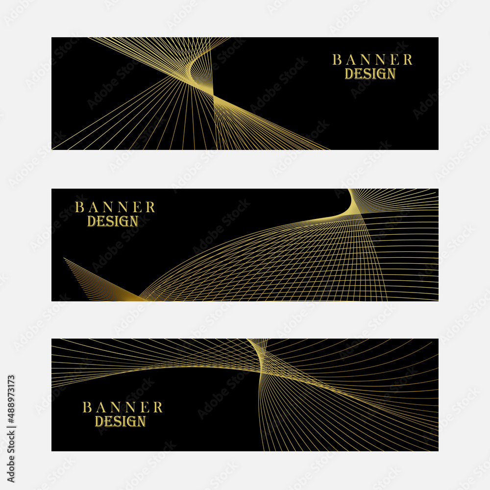Set of black and gold banner design Stock Vector | Adobe Stock