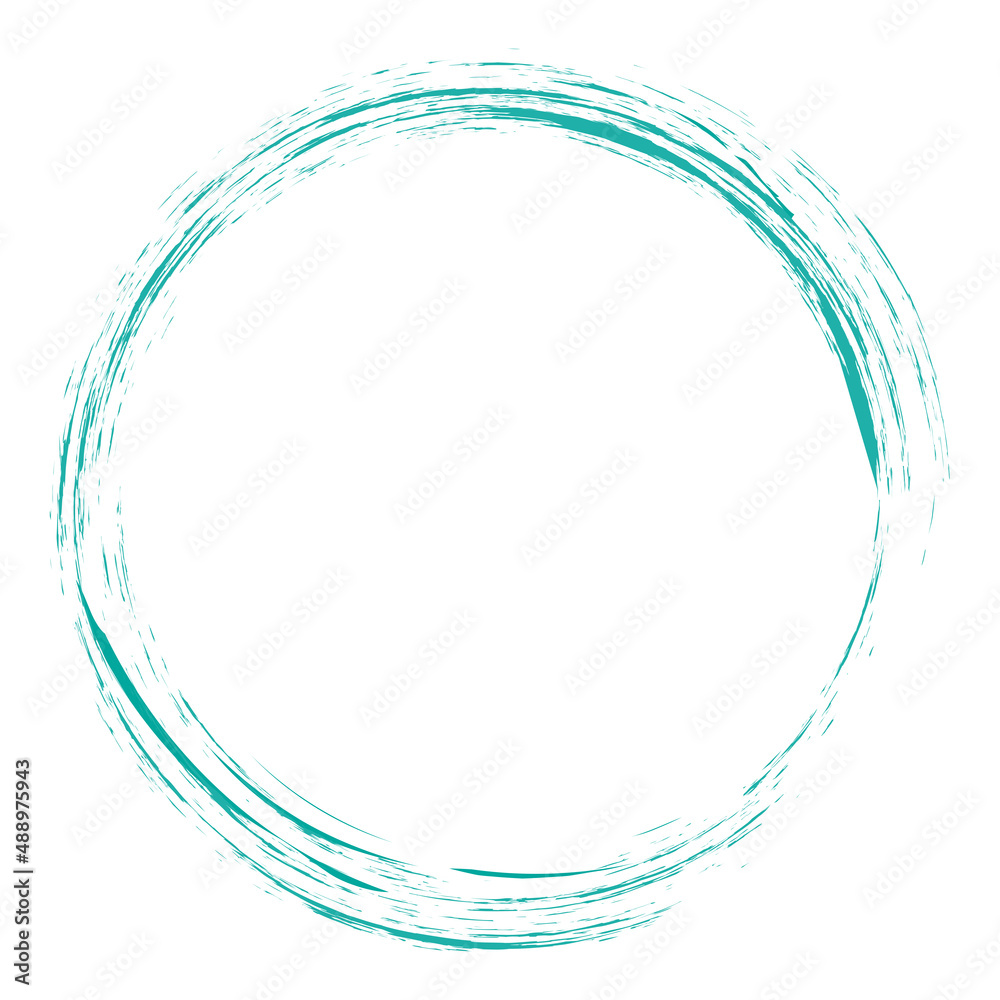 Circle brush stroke vector isolated on background. Turquoise enso zen ...