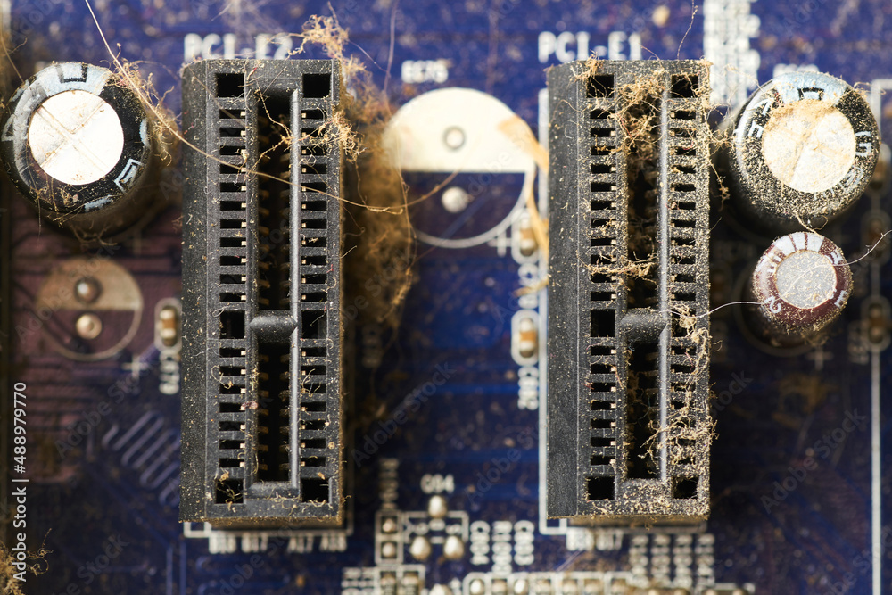 Old computer system unit with spiderweb and dust inside. Stock Photo ...