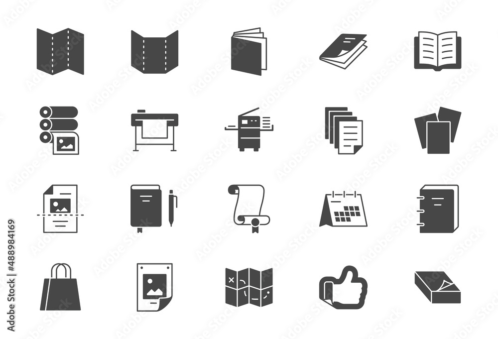 Printing house flat icons. Vector illustration include icon - large ...