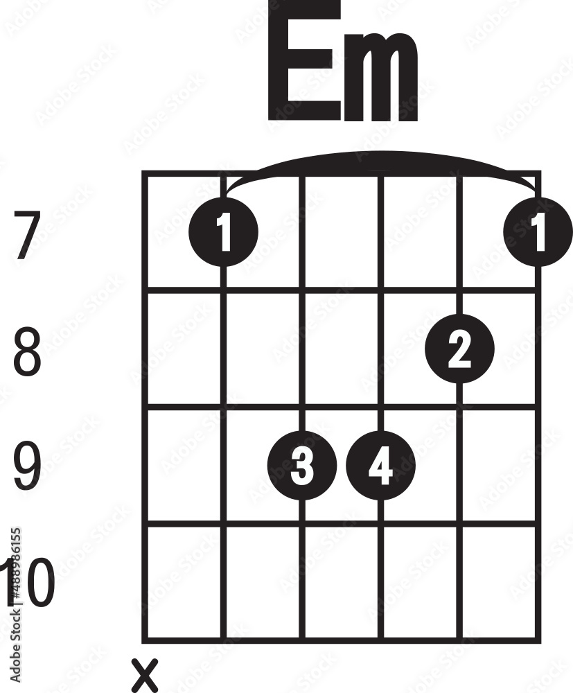 Em-chord diagram , flat style. finger chart icon, guitar chords symbol ...