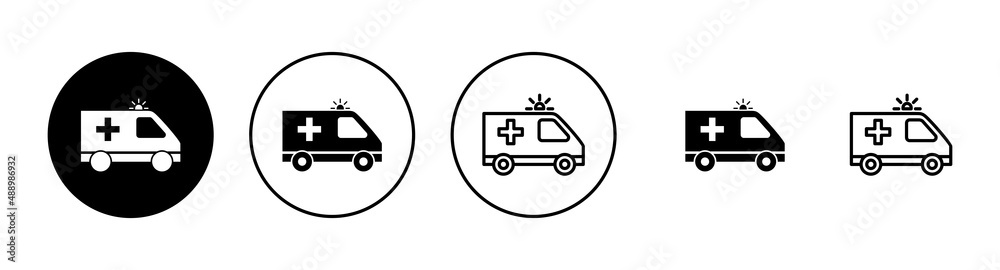 Ambulance icons set. ambulance truck sign and symbol. ambulance car ...
