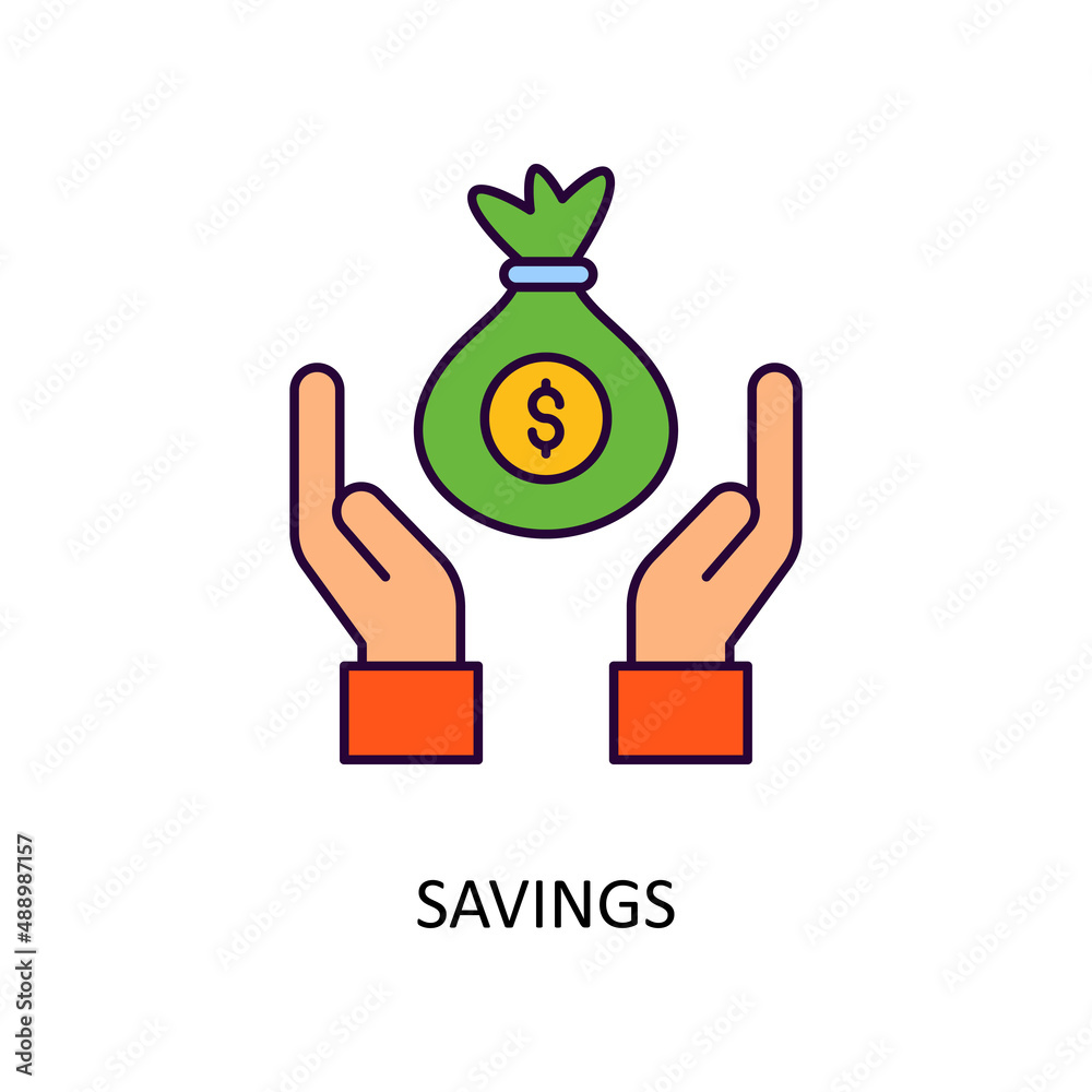 Savings Vector Filled Outline Icon Design illustration. Fintech Symbol ...