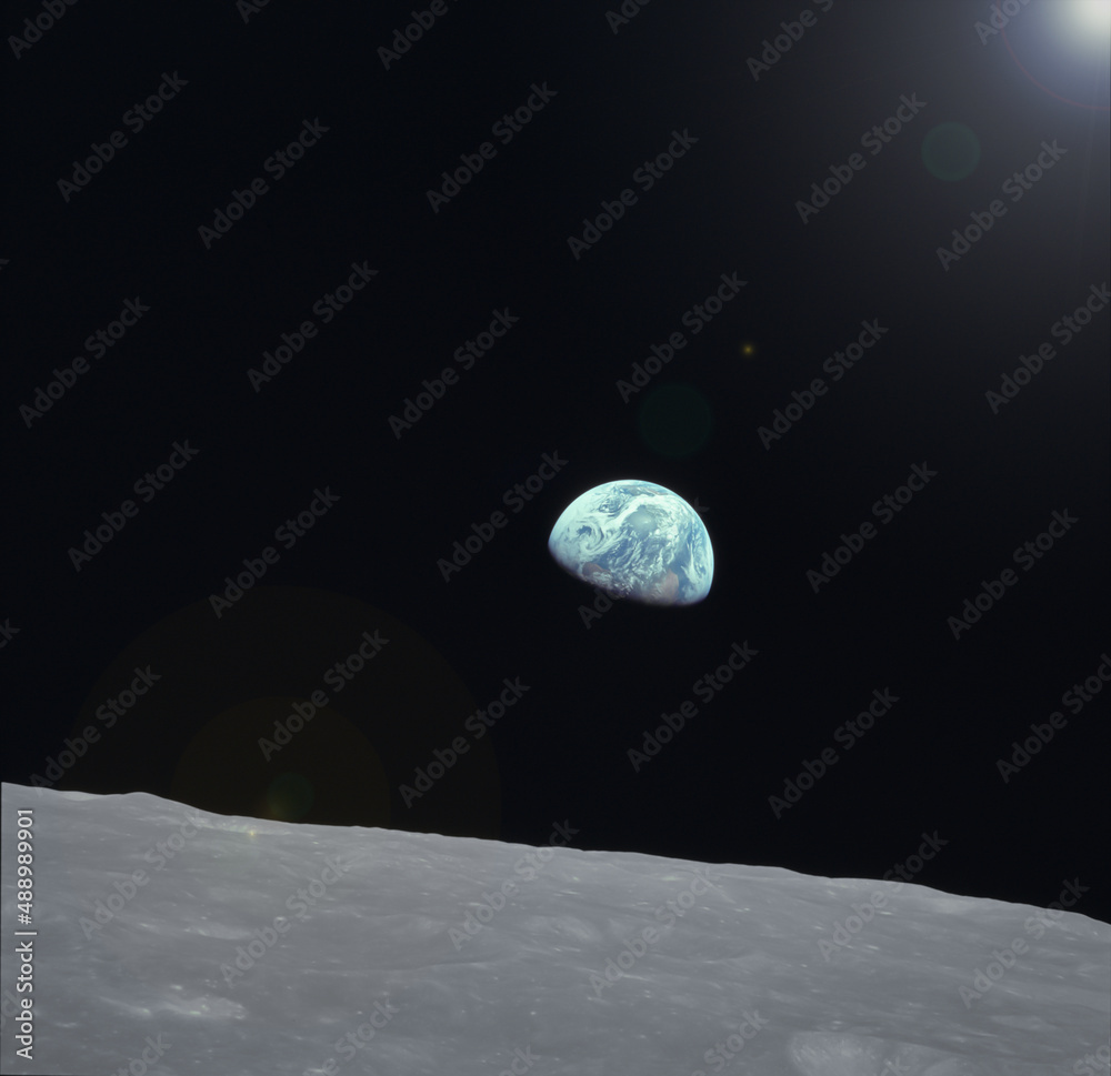 Earth photo taken from the moon, Earth rising from lunar surface on the ...