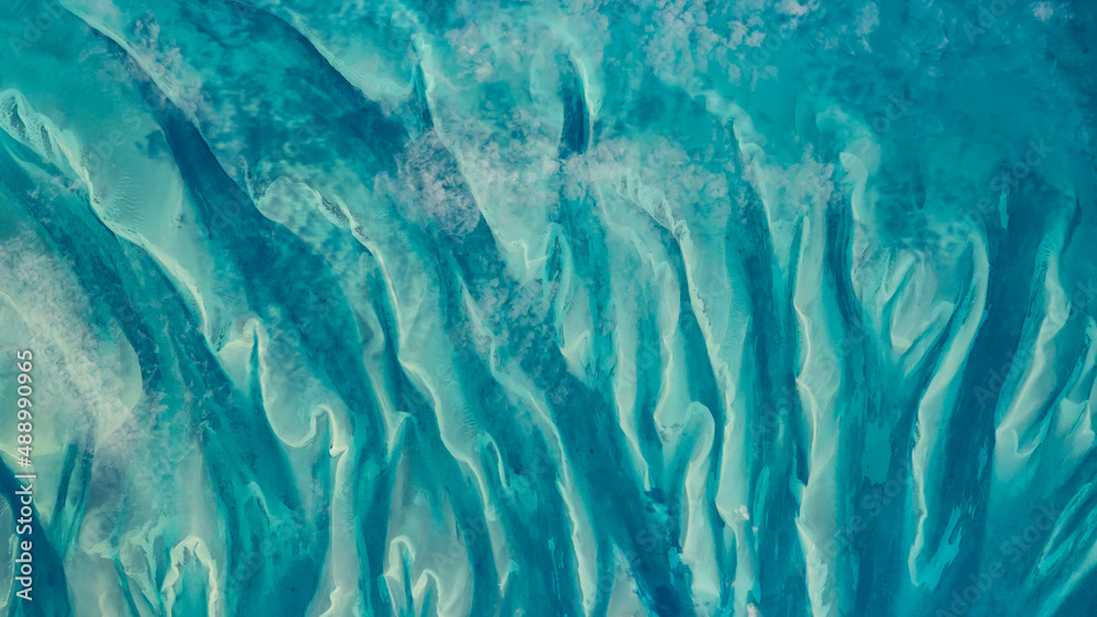 Top view of blue green ocean around the Bahamas, sea photo, turquoise ...